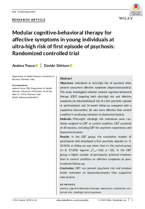 (PDF) Modular cognitive‐behavioral therapy for affective symptoms in ...
