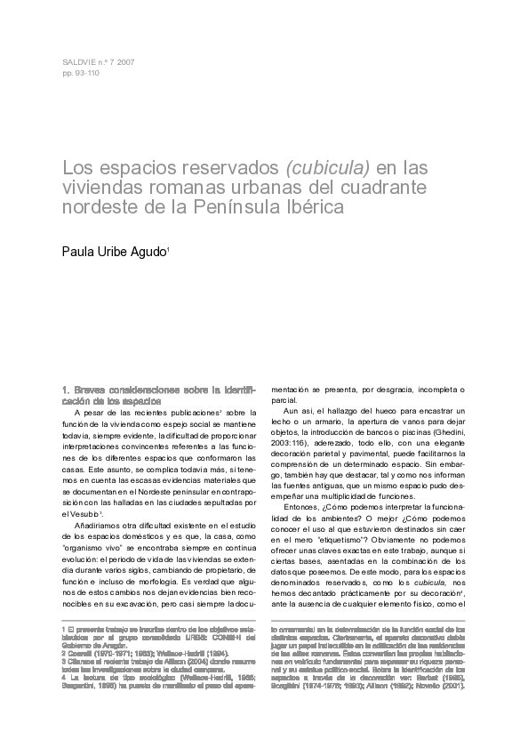 (PDF) Los espacios reservados (cubicula) en las viviendas romanas ...