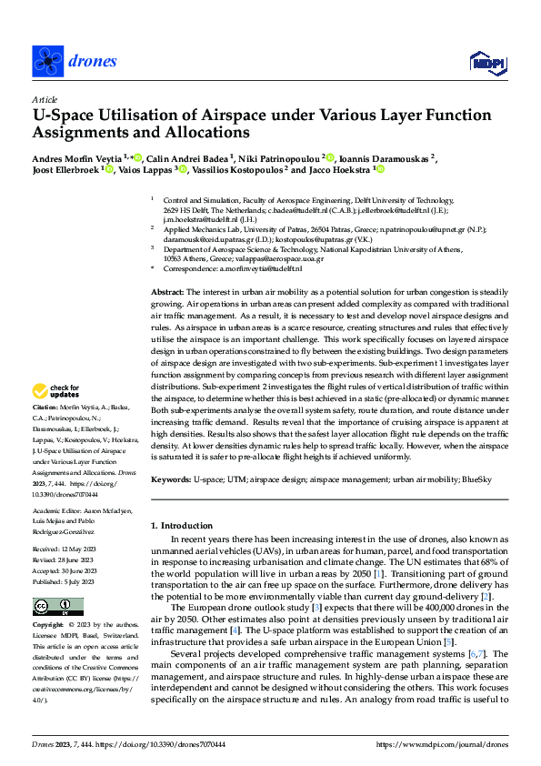 (PDF) U-Space Utilisation of Airspace under Various Layer Function Assignments and Allocations