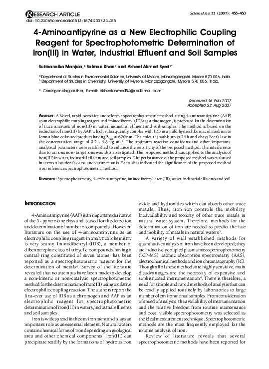 (PDF) 4-Aminoantipyrine as a new electrophilic coupling reagent for ...
