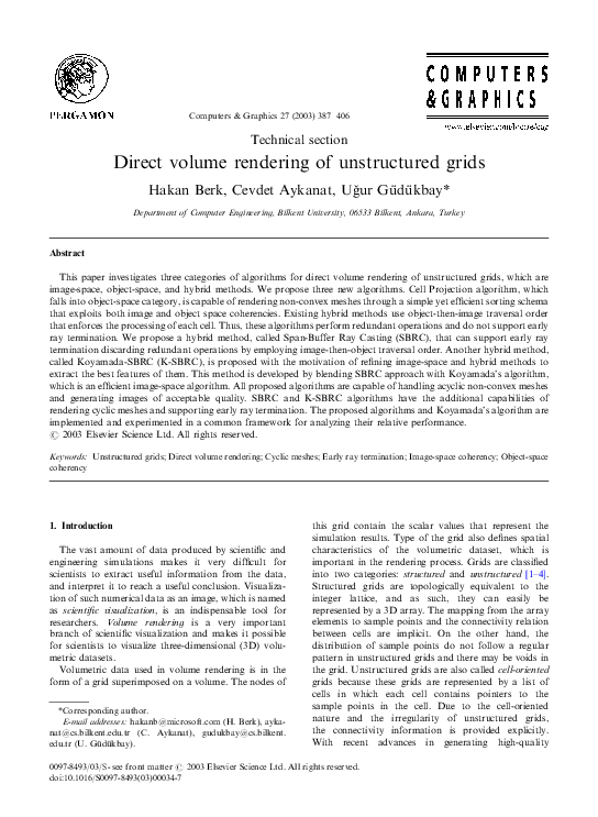 (PDF) Direct volume rendering of unstructured grids