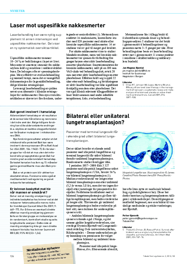 (PDF) Laser mot uspesifikke nakkesmerter
