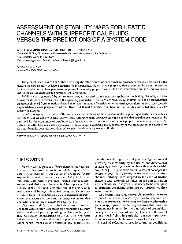 (PDF) Assessment of Stability Maps for Heated Channels with ...