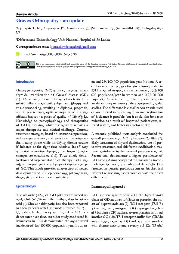 (PDF) Graves orbitopathy - an update