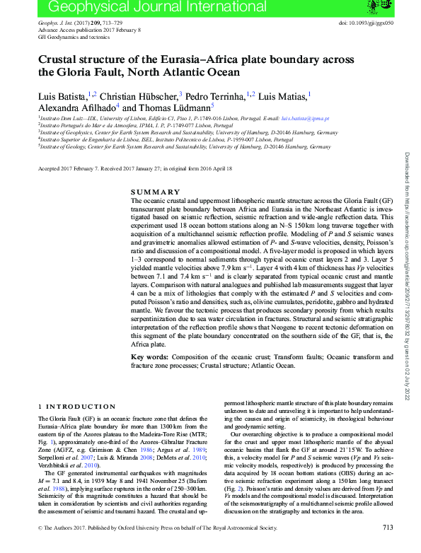 (PDF) Crustal structure of the Eurasia–Africa plate boundary across the ...