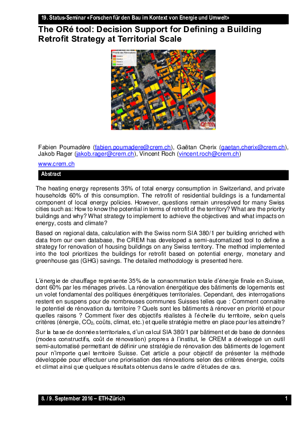 (PDF) The ORé Tool: Decision Support for Defining a Building Retrofit ...