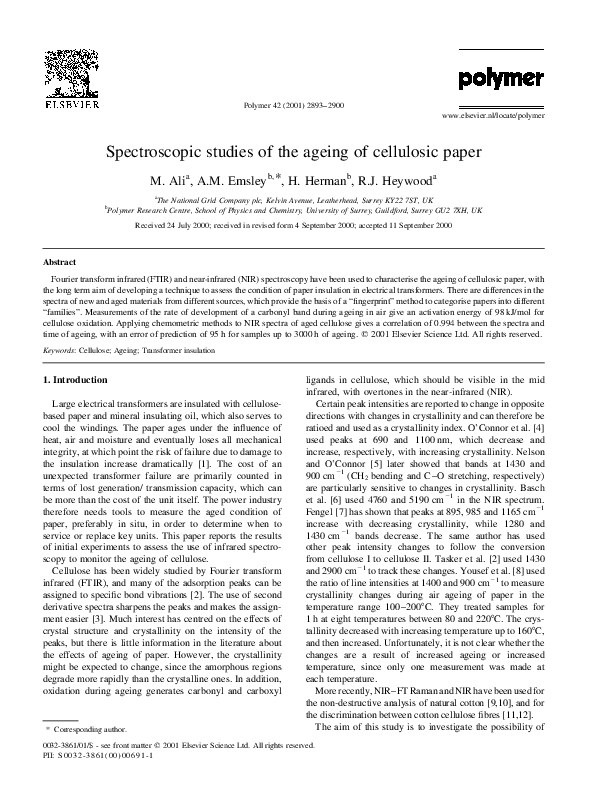 (PDF) Spectroscopic studies of the ageing of cellulosic paper