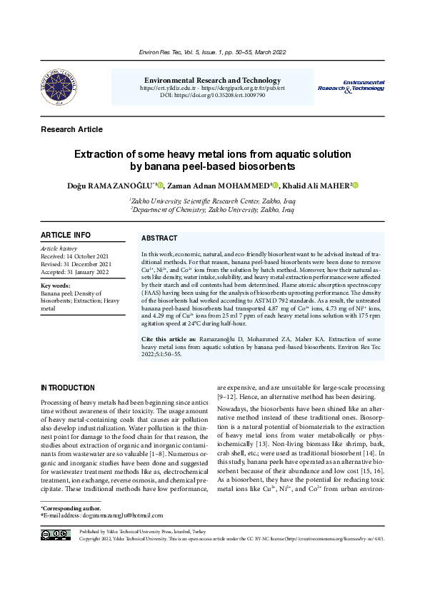 (PDF) Extraction of some heavy metal ions from aquatic solution by ...