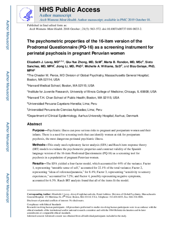 (PDF) The psychometric properties of the 16-item version of the ...