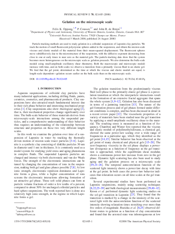 (PDF) Gelation on the microscopic scale | Felix Oppong - Academia.edu