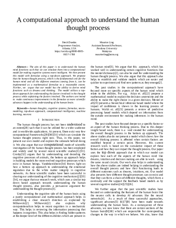 (PDF) A computational approach to understand the human thought process