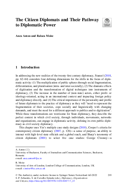 (PDF) The Citizen Diplomats and Their Pathway to Diplomatic Power