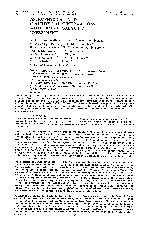 (PDF) Astrophysical and geophysical observations with piramig/salyut 7 ...