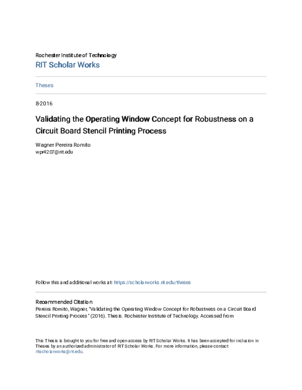 (PDF) Validating the Operating Window Concept for Robustness on a Circuit Board Stencil Printing ...