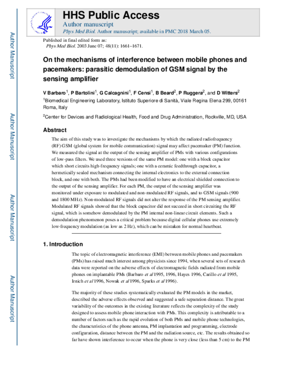 (PDF) On the mechanisms of interference between mobile phones and ...