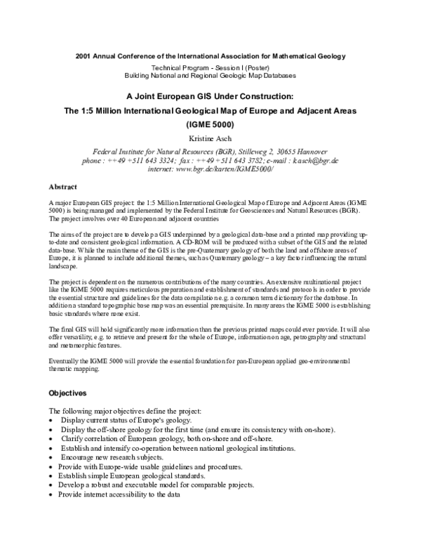 (PDF) A Joint European GIS Under Construction: The 1:5 Million ...