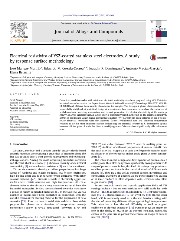 (PDF) Electrical resistivity of YSZ-coated stainless steel electrodes ...