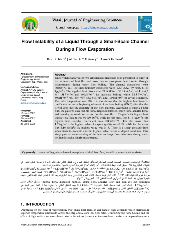 (PDF) Flow Instability of a Liquid Through a Small-Scale Channel During ...