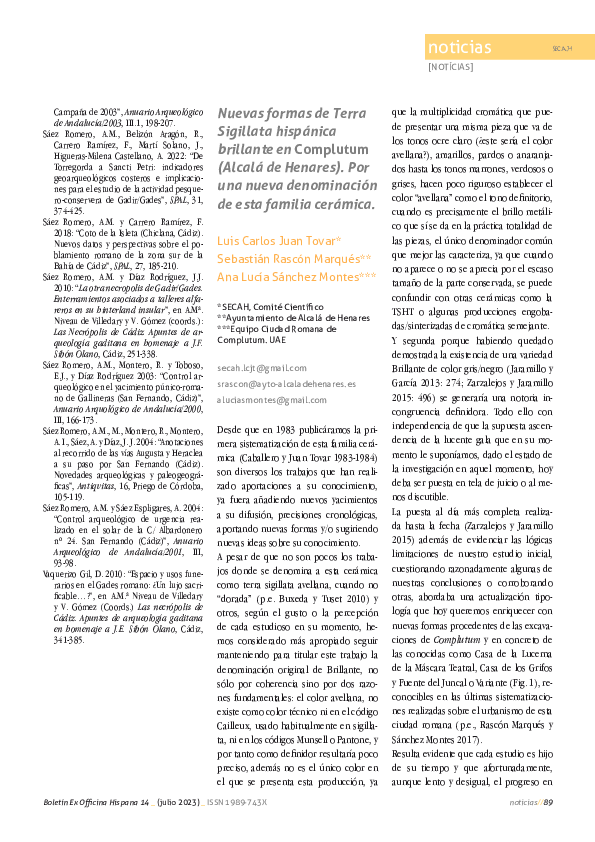 (PDF) Nuevas formas de Terra Sigillata Hispánica Brillante en Complutum (Alcalá de Henares). Por ...