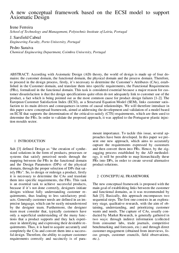 (PDF) A new conceptual framework based on the ECSI model to support Axiomatic Design