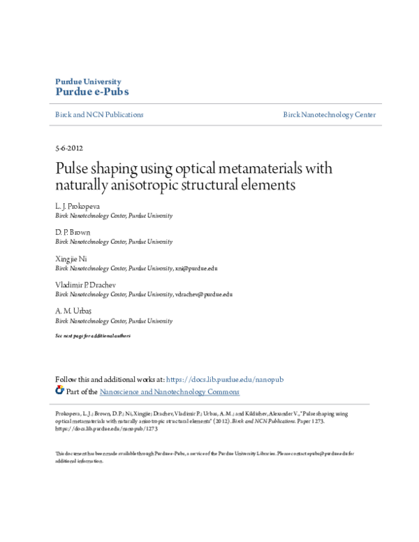 (PDF) Pulse shaping using optical metamaterials with naturally ...