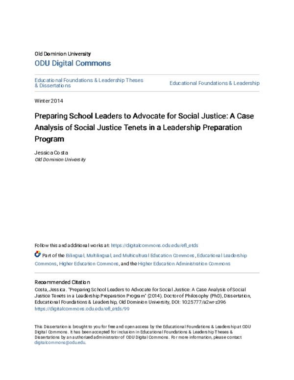 (PDF) Preparing School Leaders to Advocate for Social Justice: A Case ...