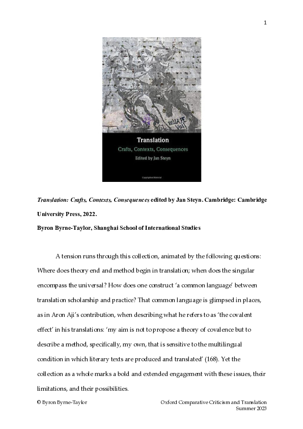 (PDF) Ed: Jan Steyn - Translation: Crafts, Contexts, Consequences