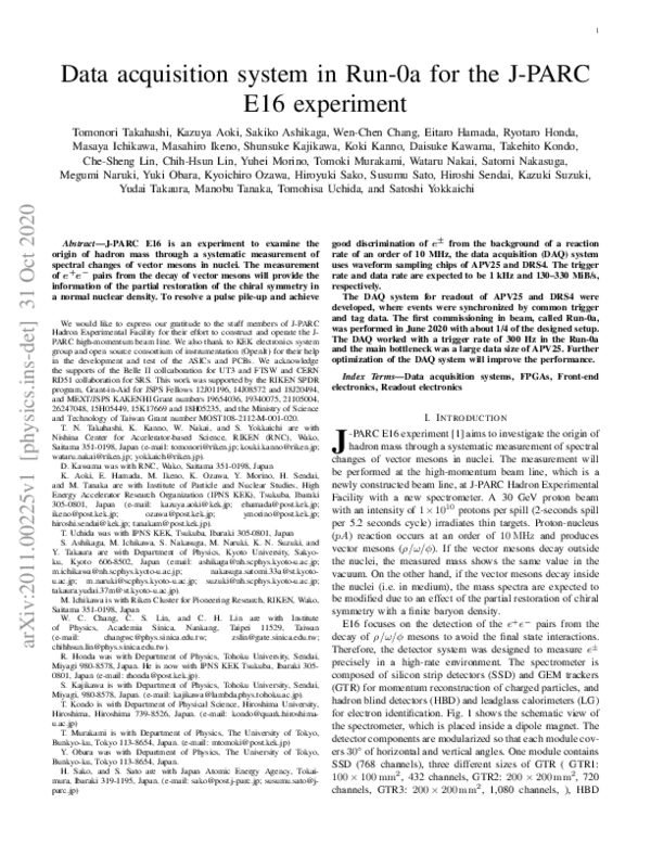 (PDF) Data acquisition system in Run-0a for the J-PARC E16 experiment