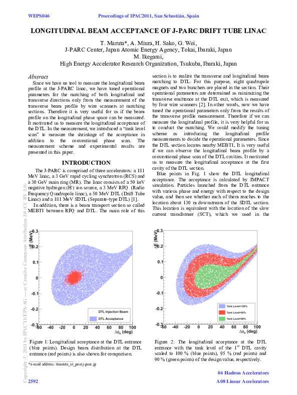 (PDF) Longitudinal Beam Acceptance of J-Parc Drift Tube Linac