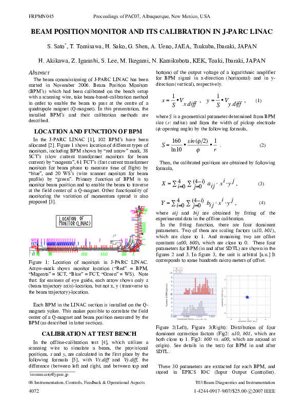 (PDF) Beam position monitor and its calibration in J-PARC LINAC