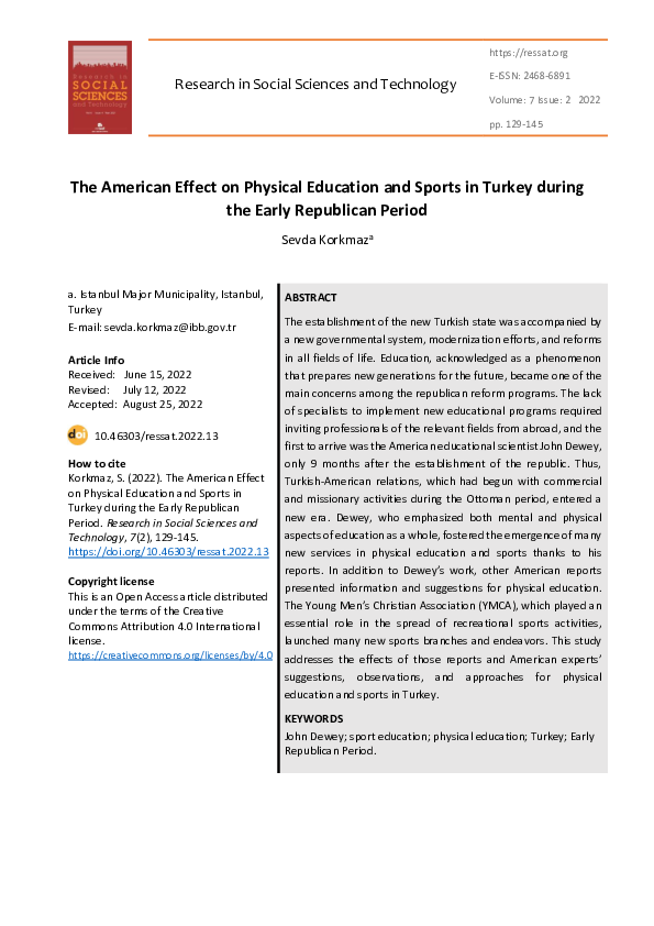 (PDF) The American Effect on Physical Education and Sports in Turkey ...