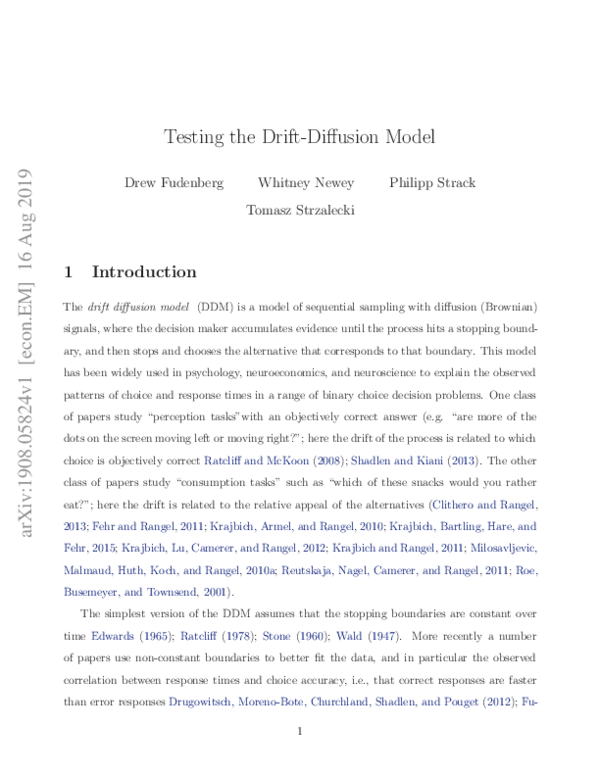 (PDF) Characterizing and Testing the Drift-Diffusion Model