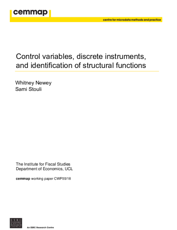 (PDF) Control variables, discrete instruments, and identification of ...