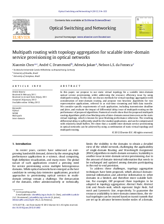 (PDF) Multipath routing with topology aggregation for scalable inter-domain service provisioning ...