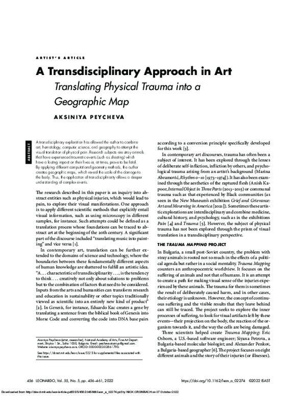 (PDF) A transdisciplinary Approach in Art: Translating Physical Trauma ...