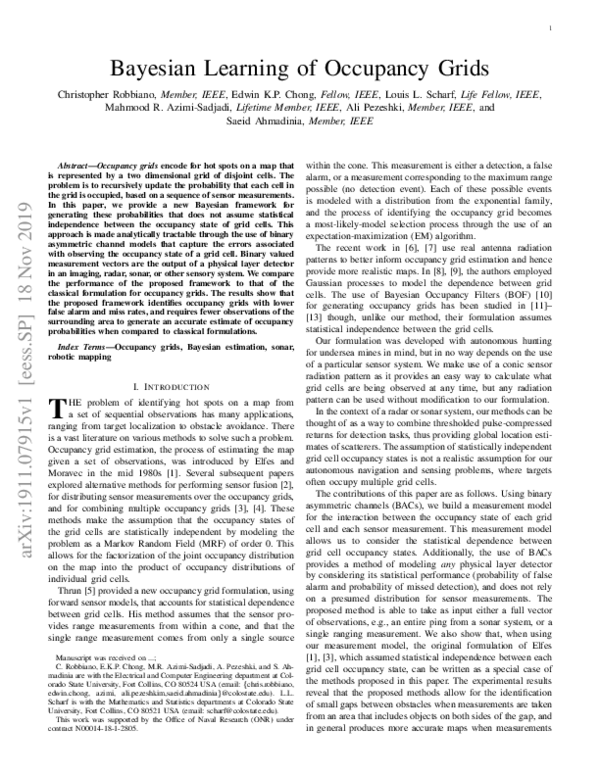 (PDF) Bayesian Learning of Occupancy Grids