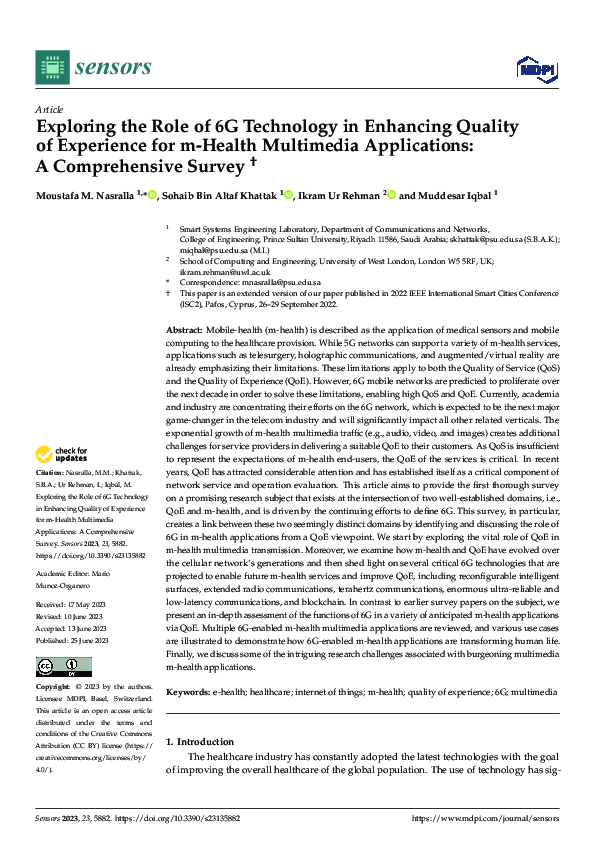 Pdf Exploring The Role Of 6g Technology In Enhancing Quality Of Experience For M Health