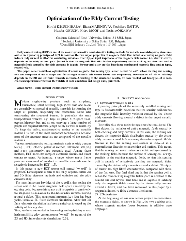 Pdf Optimization Of The Eddy Current Testing Iliana Marinova
