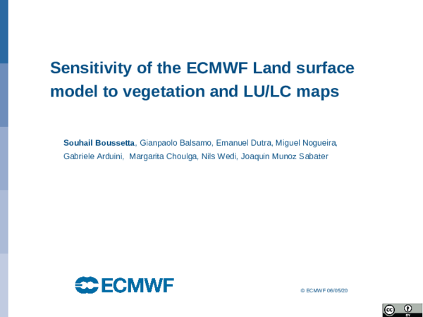 (PDF) Sensitivity of the ECMWF Land surface model to vegetation and LU ...