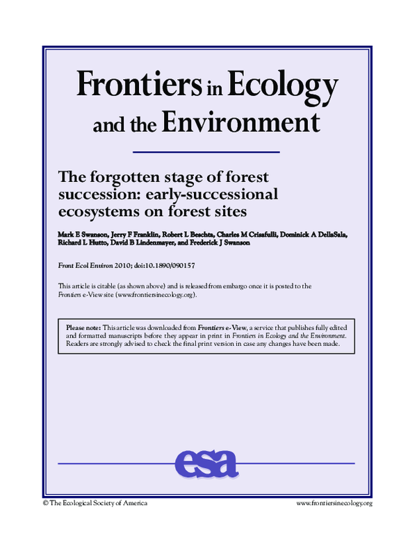 (PDF) The forgotten stage of forest succession: early‐successional ...