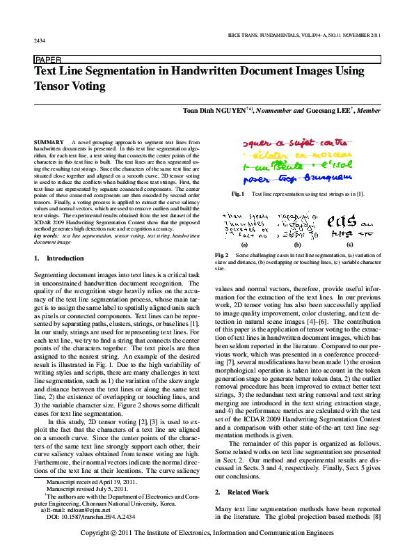 (PDF) Text Line Segmentation in Handwritten Document Images Using ...