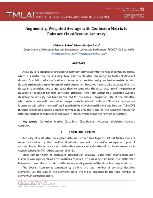 (PDF) Augmenting Weighted Average with Confusion Matrix to Enhance Classification Accuracy