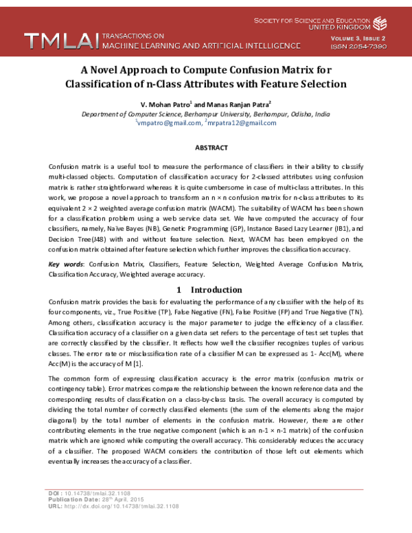 (PDF) A Novel Approach to Compute Confusion Matrix for Classification ...