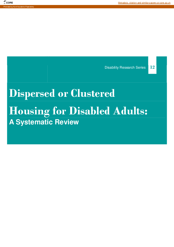 Dispersed or clustered housing for adults with intellectual disability ...