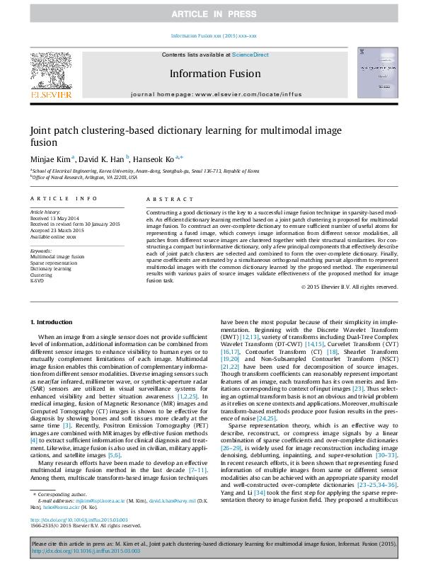 (PDF) Joint patch clustering-based dictionary learning for multimodal ...