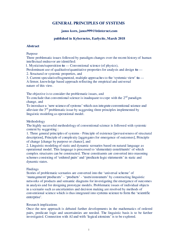 (PDF) General principles of systems