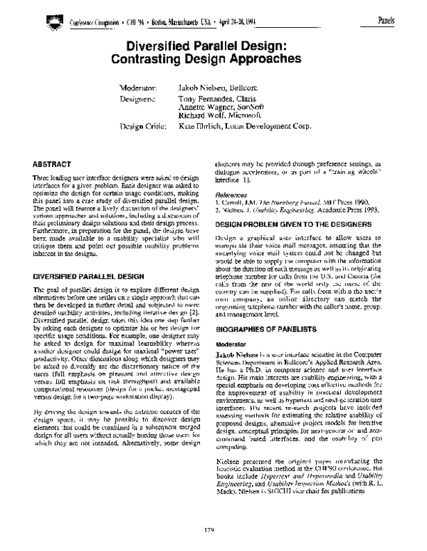 (PDF) Diversified parallel design | Annette Wagner - Academia.edu