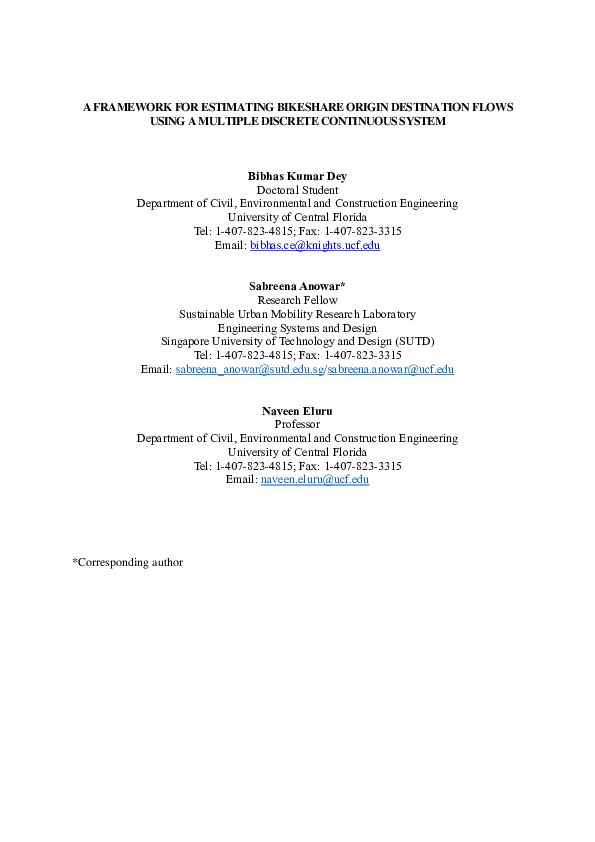 (PDF) A framework for estimating bikeshare origin destination flows using a multiple discrete ...