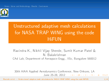 (PDF) Unstructured Adaptive Mesh Calculations for NASA Trap Wing Using ...