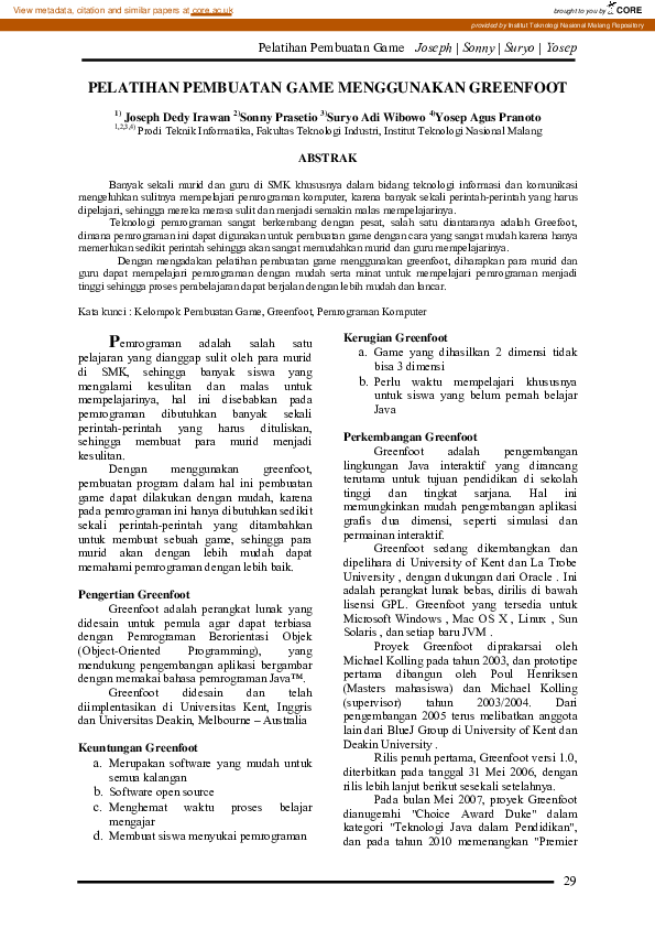 (PDF) Pelatihan Pembuatan Gamemenggunakan Greenfoot
